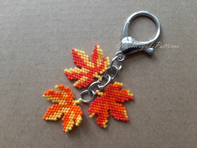 Autumn Beading Patterns, Maple Leaf Bead Pattern, Set of 3 Color ...