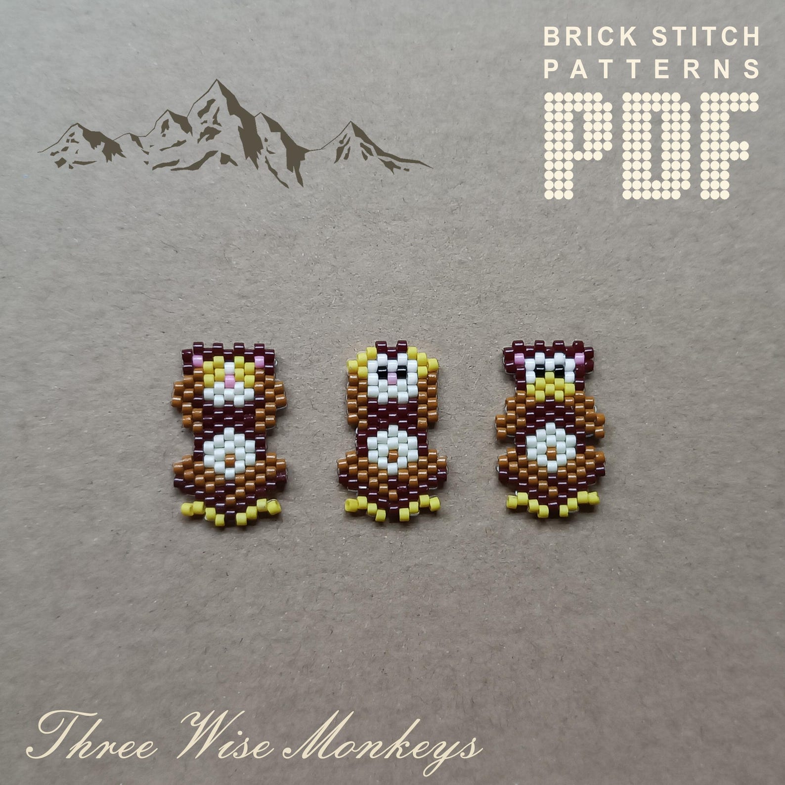 Seed Bead Pattern Monkey Brick Stitch Beading Patterns Beaded Monkey ...