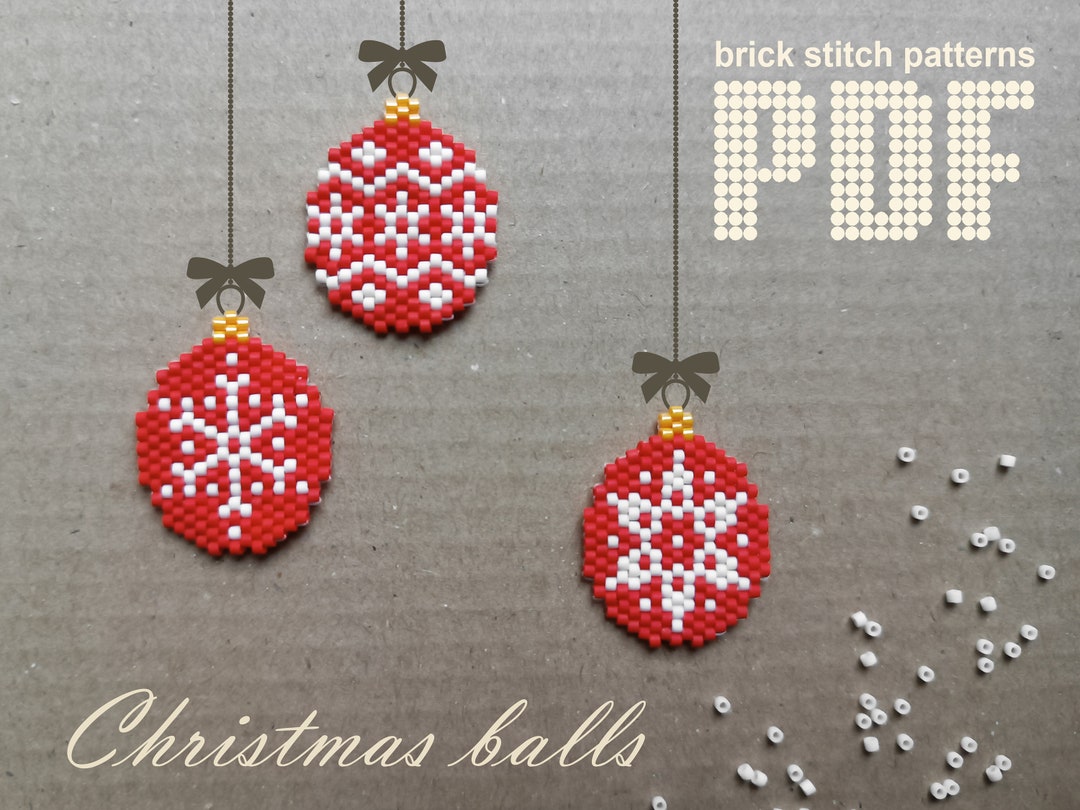 Christmas Balls Bead Pattern Set, Christmas Embroidery, Beading Brick ...