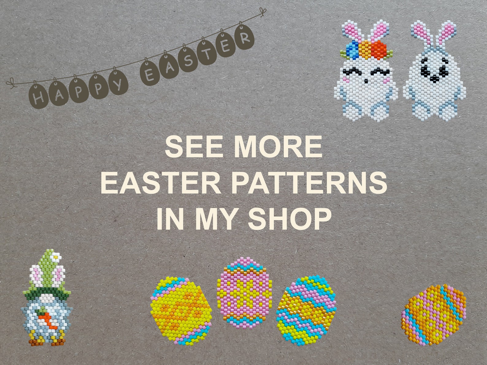 Easter Bunny Bead Pattern PDF Brick Stitch Beading Miyuki Beads Beaded Easter Tutorial Happy ...