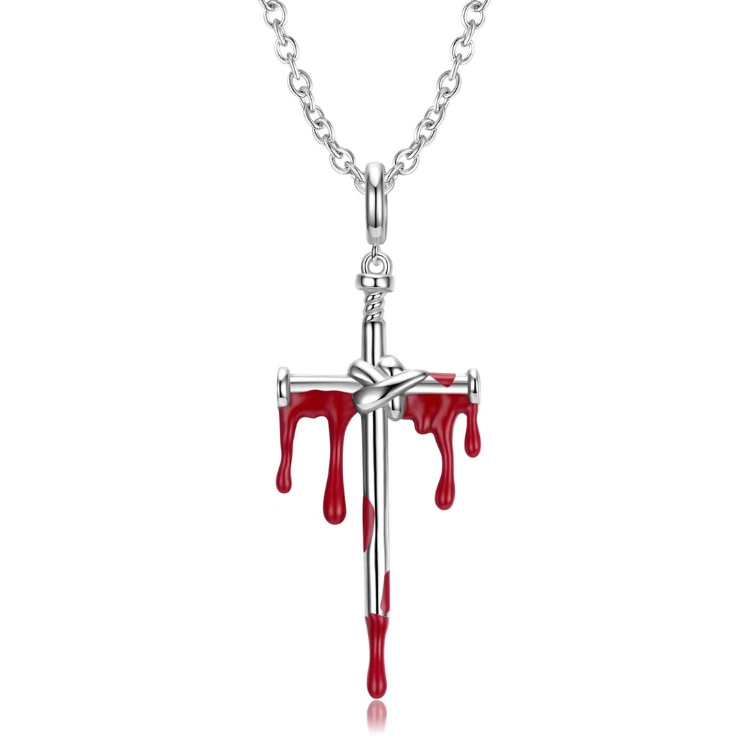 Bleeding Sword Necklace Sterling Silver, Bloody Sword Necklace, Sword ...