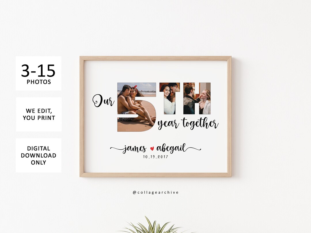 Our 5th Year Together Anniversary Collage, Personalize 5th Anniversary ...