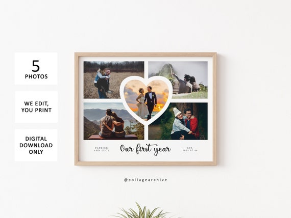 One Year Anniversary Gifts for Boyfriend Collage Art A Photo - Etsy