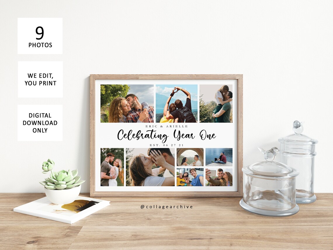 1st Anniversary Custom Photo Collage 1 Year Wedding Gift - Etsy