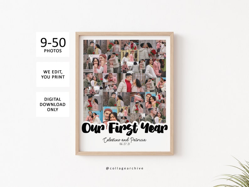 Our First Year Together Custom Photo Collage, Personalized Photo 1 Year ...