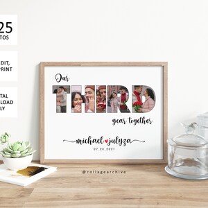 Our Third Year Together Personalized Photo Collage, Three Year ...
