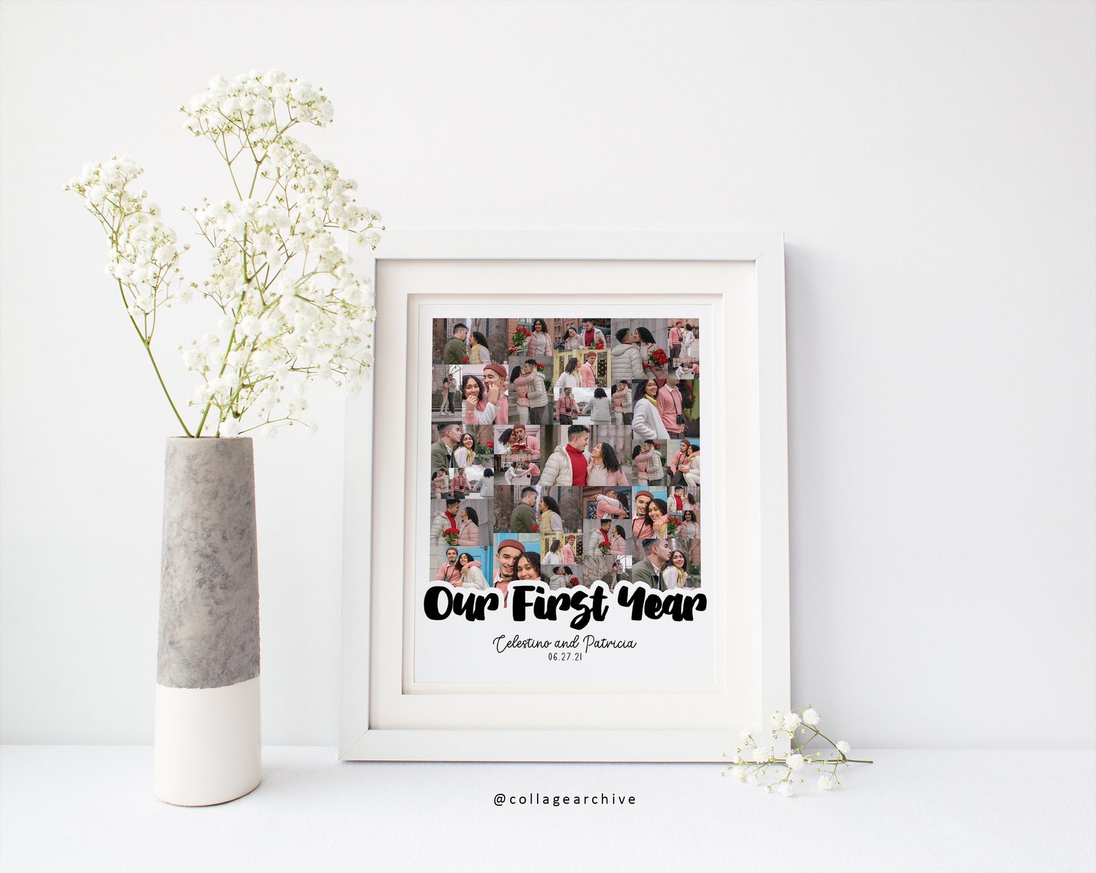 Our First Year Together Custom Photo Collage, Personalized Photo 1 Year ...