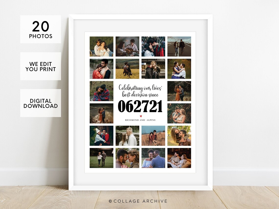 Personalize 1st Year Anniversary Photo Collage Gift A Custom - Etsy