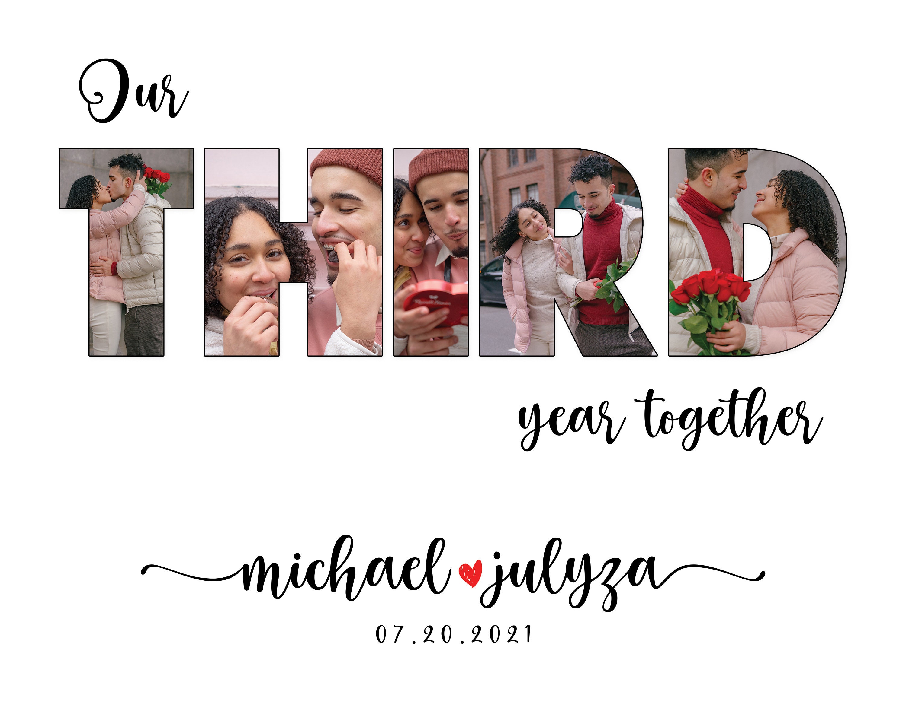 Our Third Year Together Personalized Photo Collage, Three Year ...