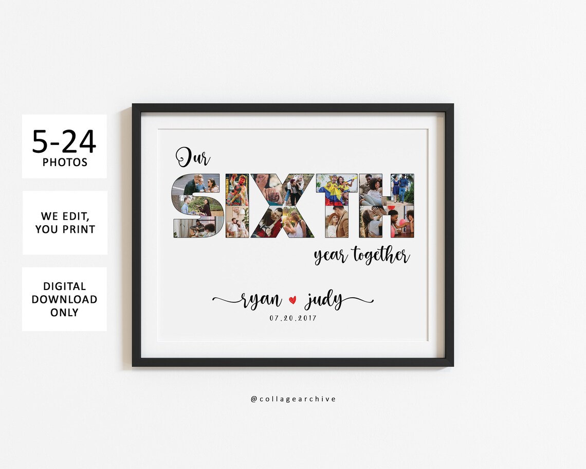 Personalized 6 Years Anniversary Collage, Custom 6th Anniversary Gift ...