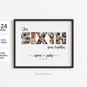 Personalized 6 Years Anniversary Collage, Custom 6th Anniversary Gift ...