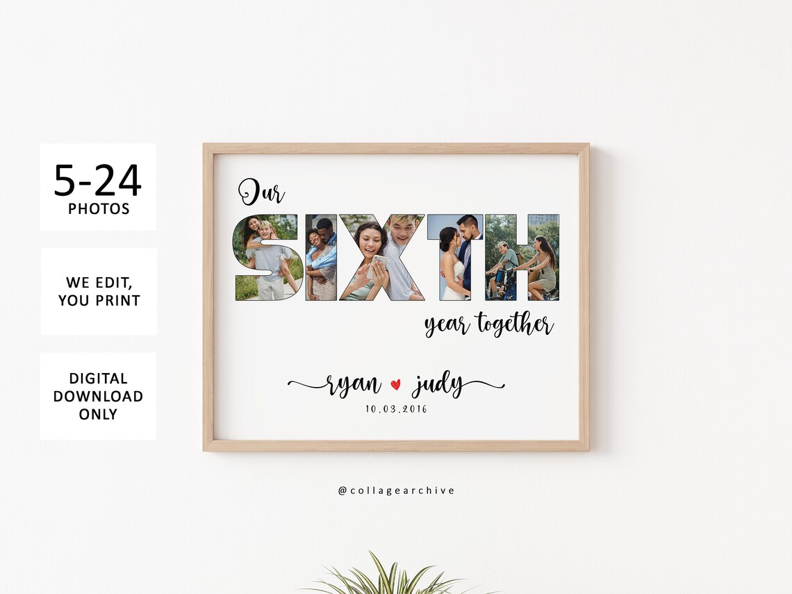 Personalized 6 Years Anniversary Collage, Custom 6th Anniversary Gift ...