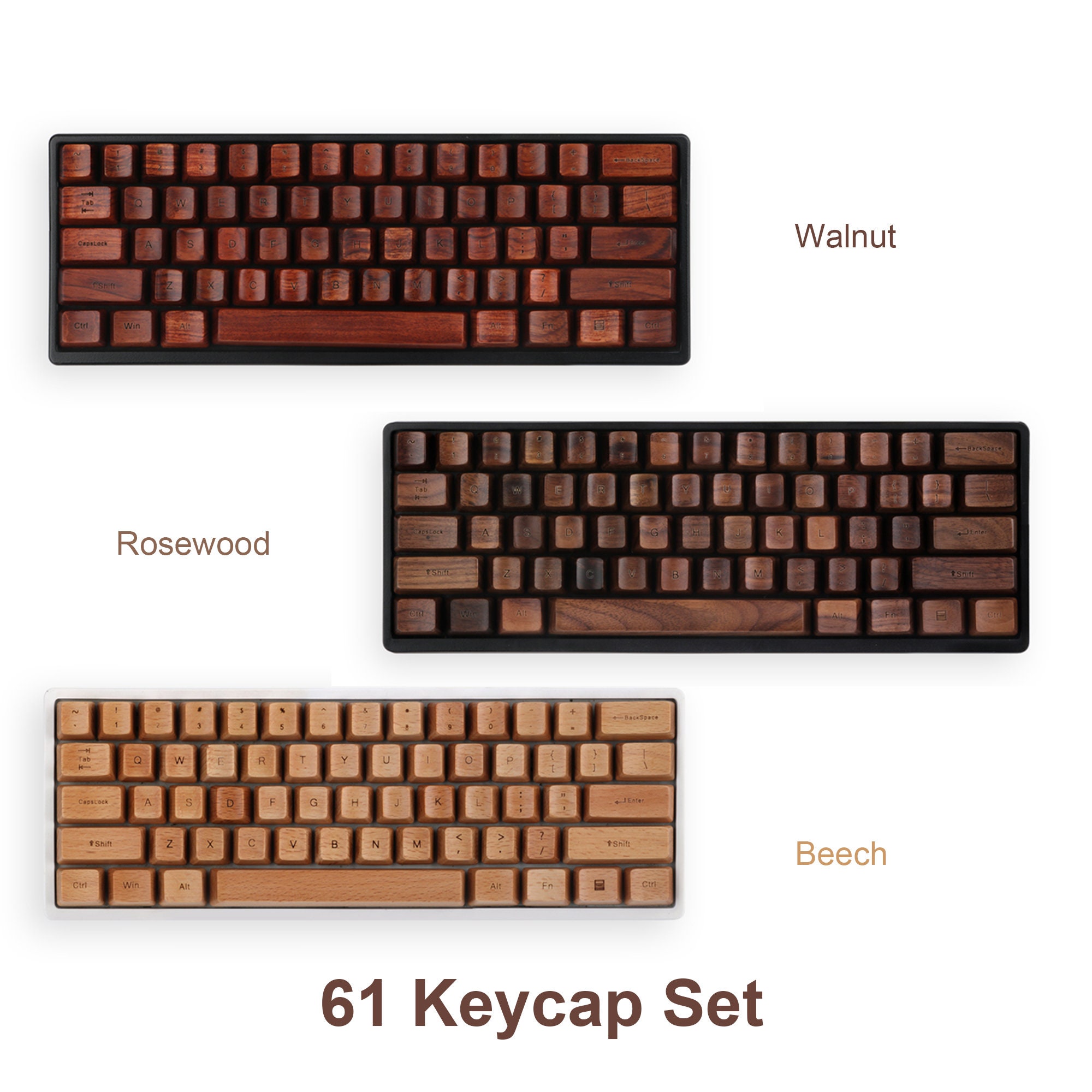 Rosewood / Beech / Walnut Wood Keycap Set OEM Profile Vintage - Etsy ...