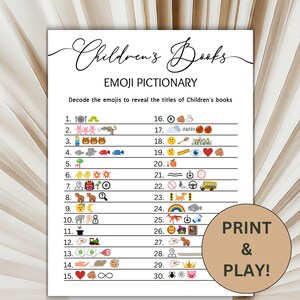 Children's Books Emoji Game, Printable Baby Shower Children's Book ...