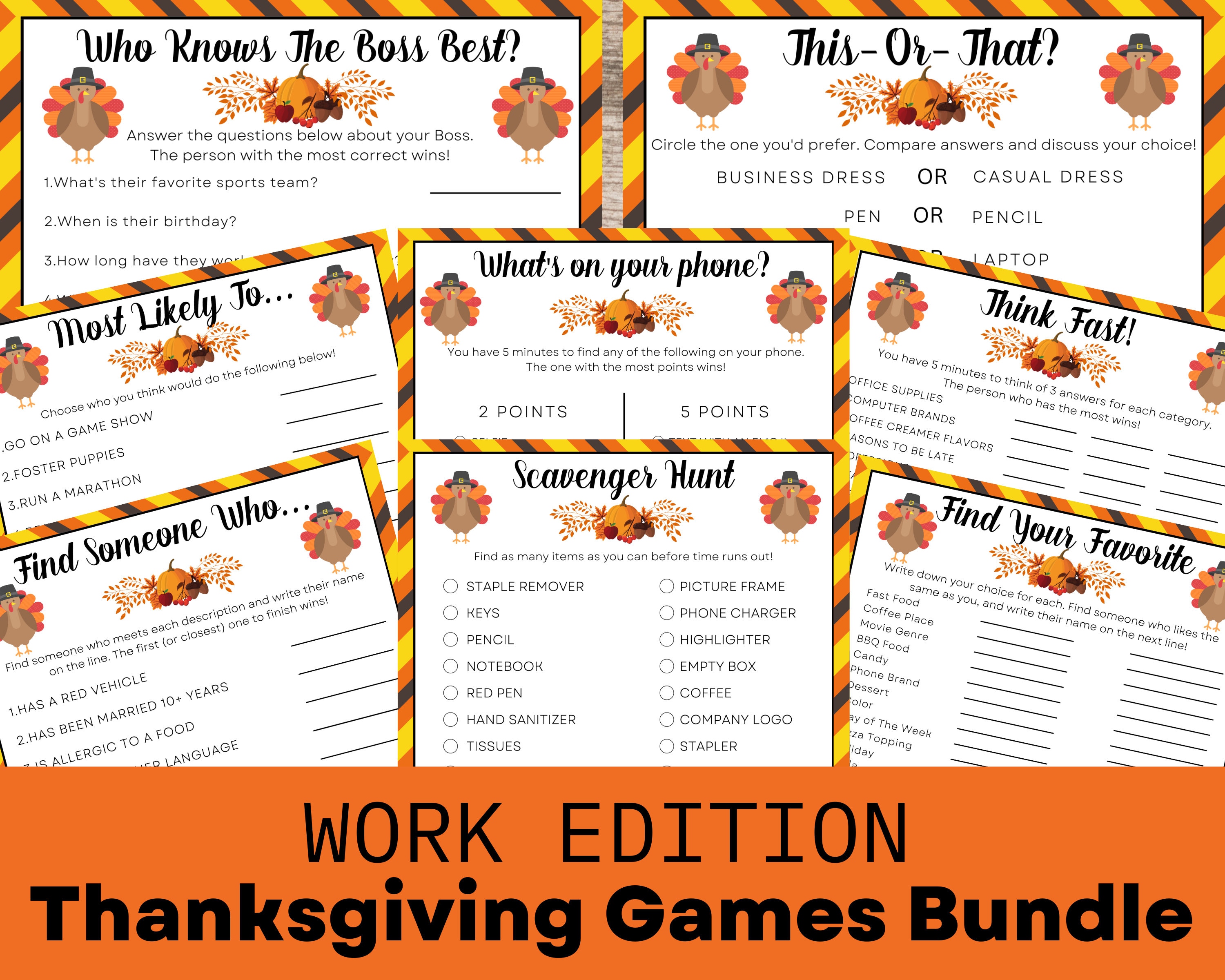 Thanksgiving Office Party Work Games, Printable Games for Employees ...