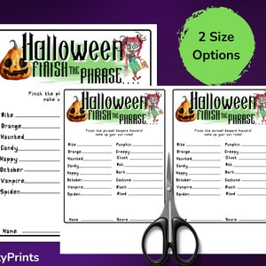 Halloween Finish the Phrase Game-halloween Party Game-spooky Party Game ...