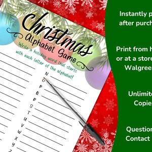 Christmas Alphabet Game, Christmas Games for Kids & Adults, Holiday ...