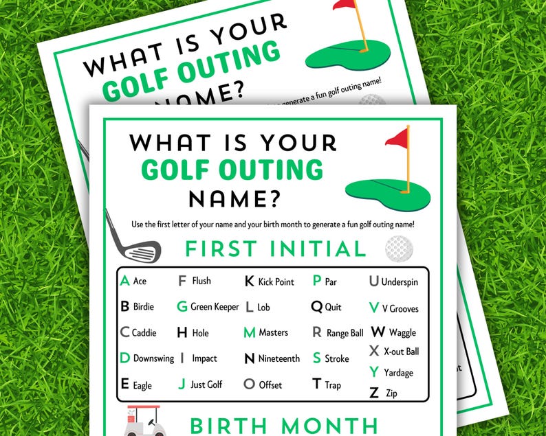 What's Your Golf Outing Name? Printable Golf Retreat Activity, Work ...