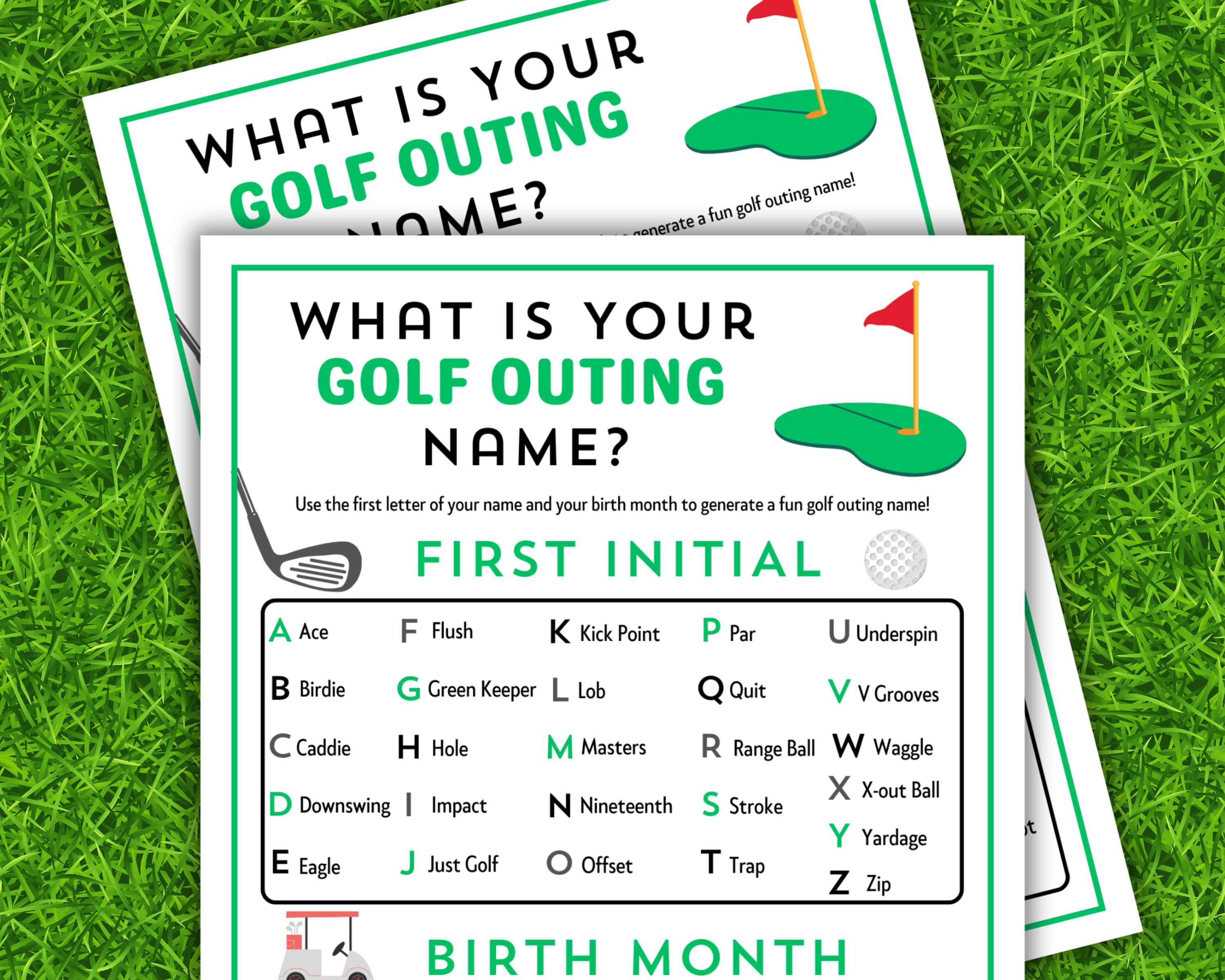 What's Your Golf Outing Name? Printable Golf Retreat Activity, Work ...