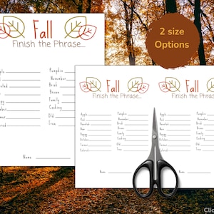 Fall Finish the Phrase Game, Printable or Virtual Game for Adults or ...