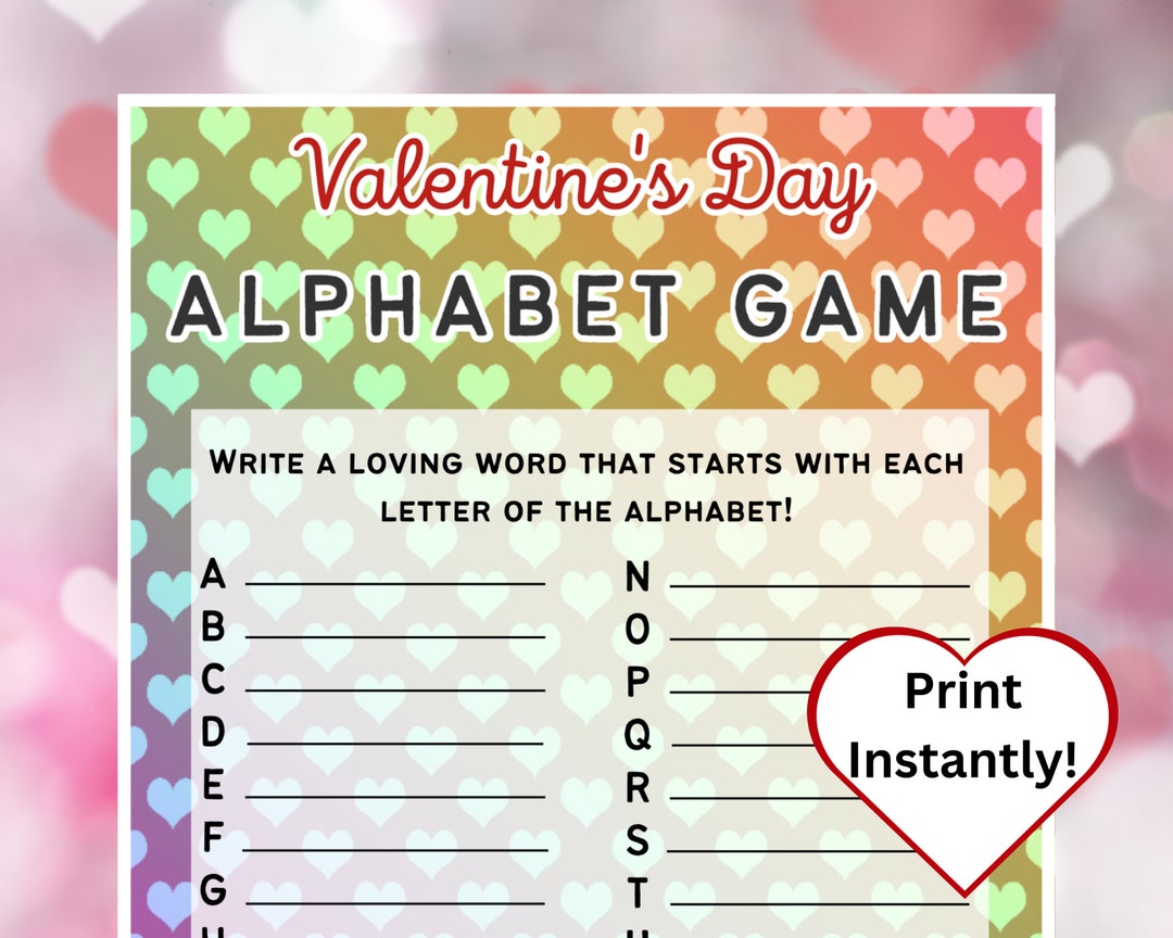 Printable Valentine's Day Alphabet A-Z Game for Kids & Adults ...