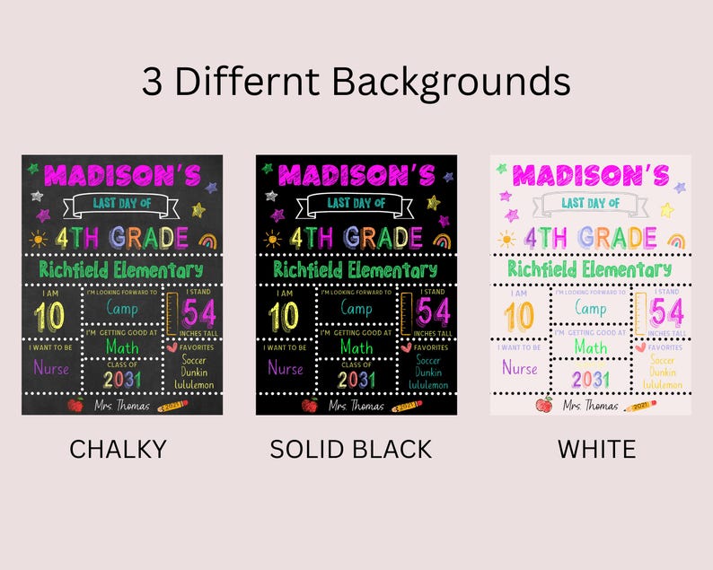 Editable First & Last Day of School Chalkboard Sign Template, Printable ...