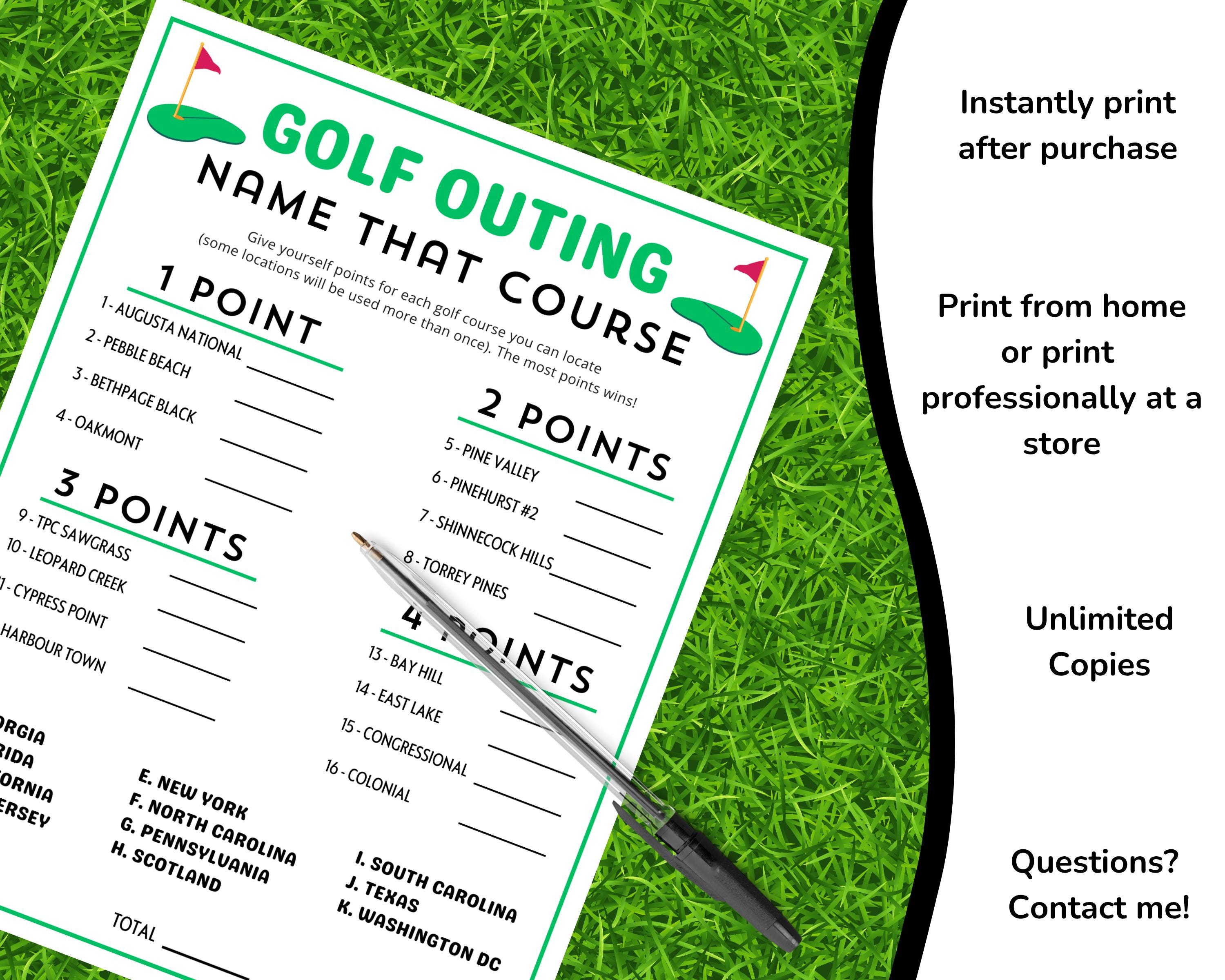 Name That Golf Course, Printable Golf Retreat Activity, Work Golf ...