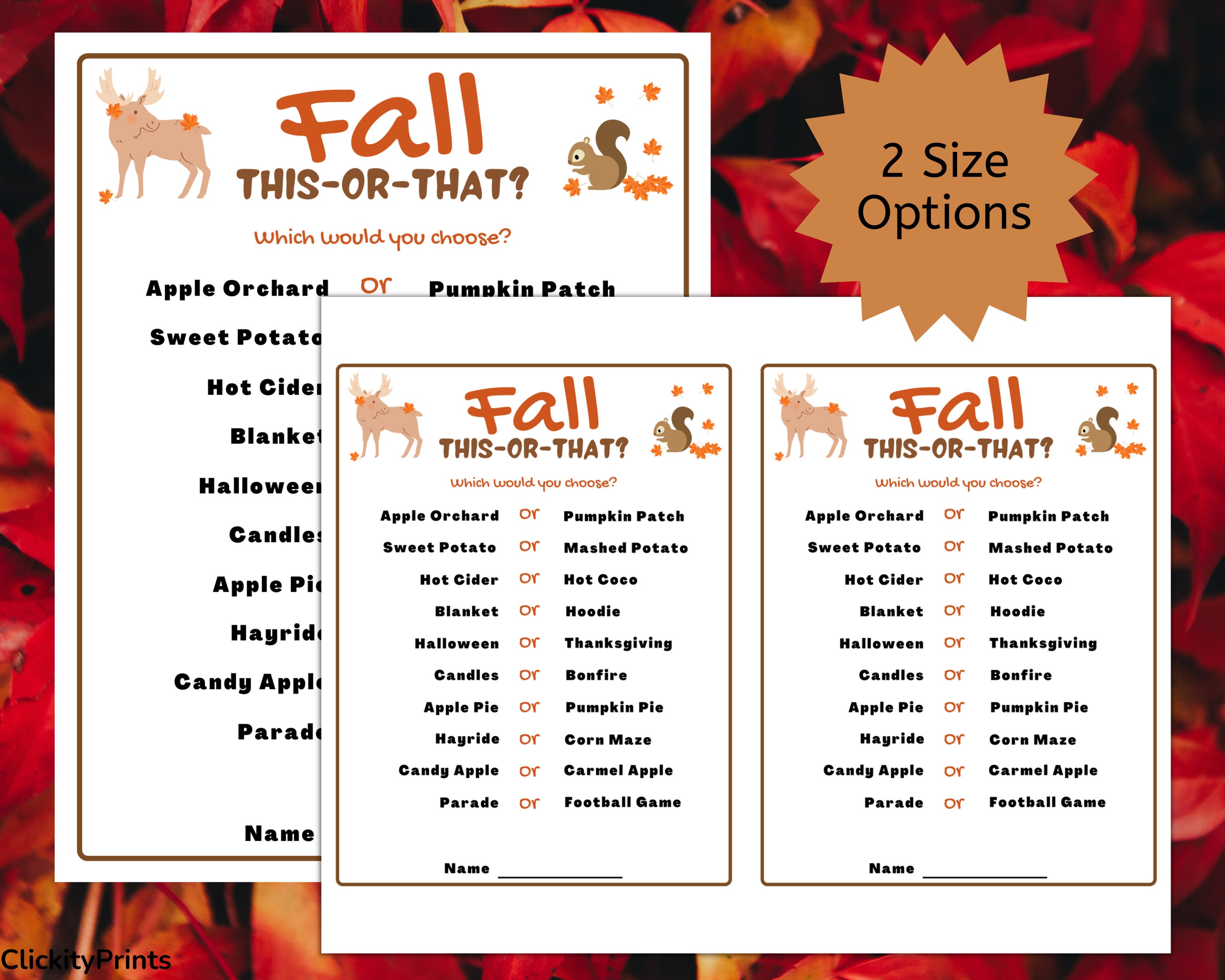 Fall This or That Game-autumn This or That Game-fall Family Activity ...