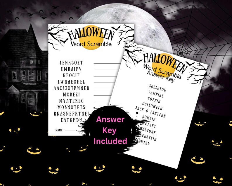 Halloween Party Game, Printable Game, Family Game, Kids Activity, Word ...