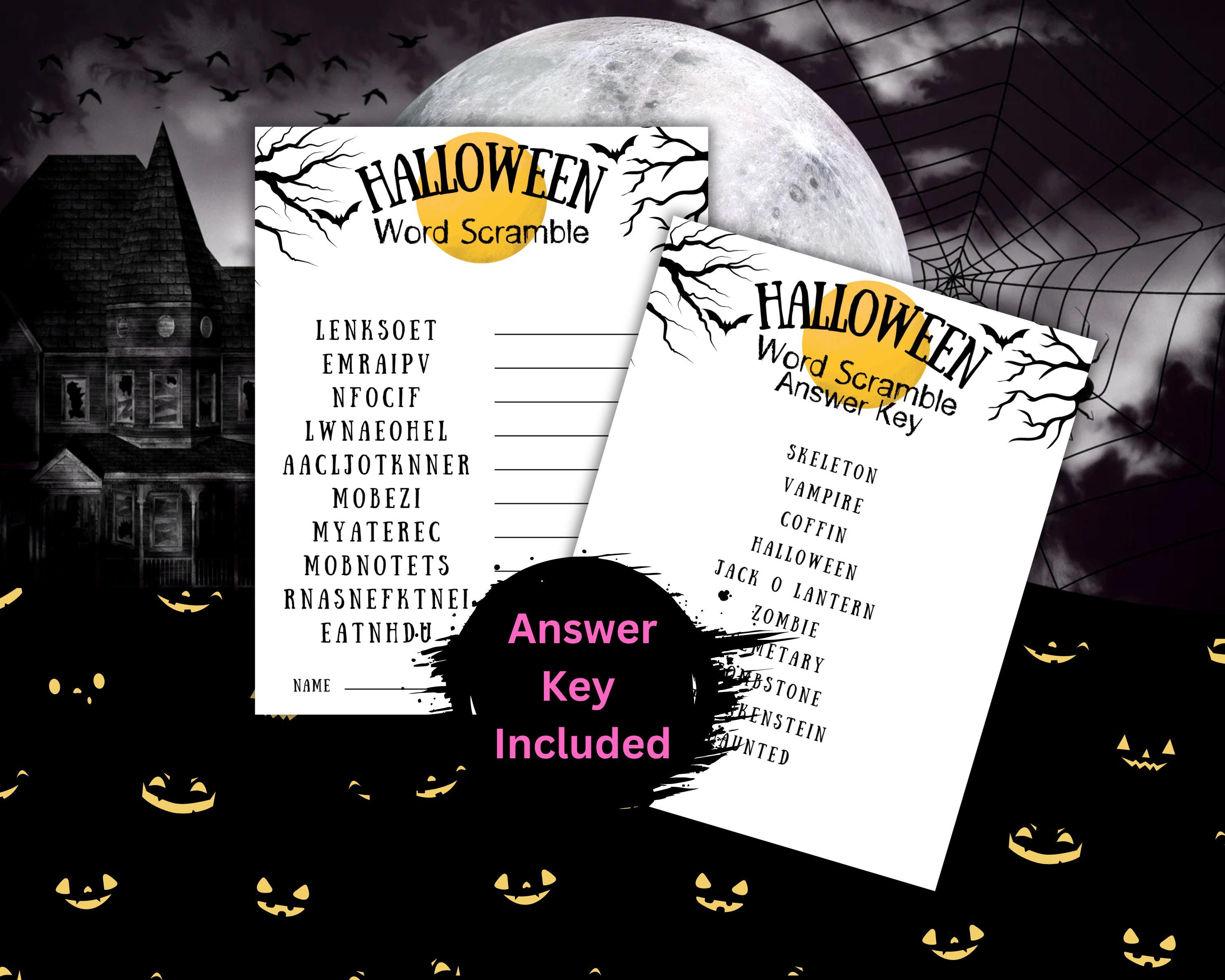 Halloween Party Game, Printable Game, Family Game, Kids Activity, Word ...