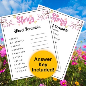 Printable Spring Word Scramble and Answer Key for Kids & Adults ...