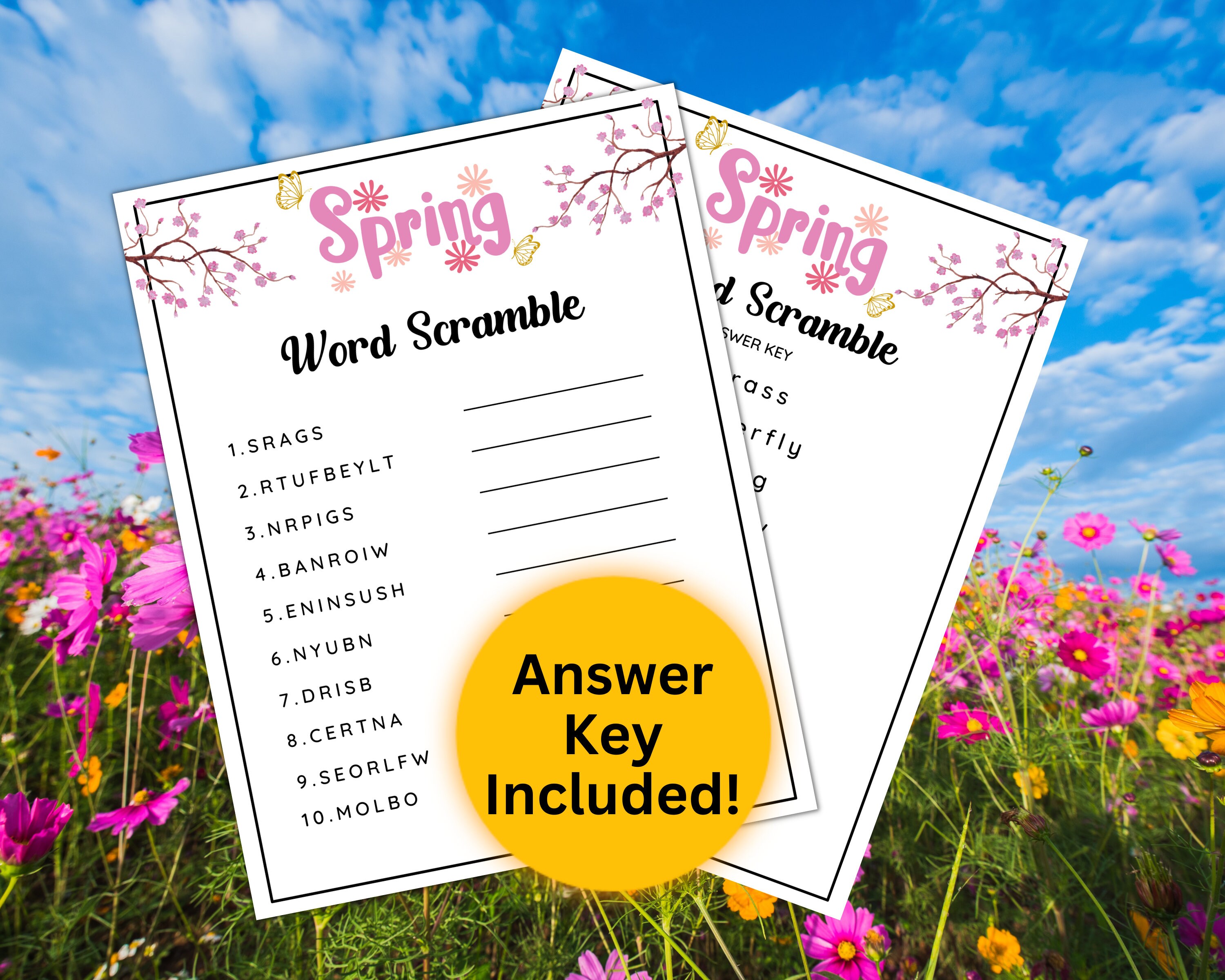 Printable Spring Word Scramble and Answer Key for Kids & Adults ...