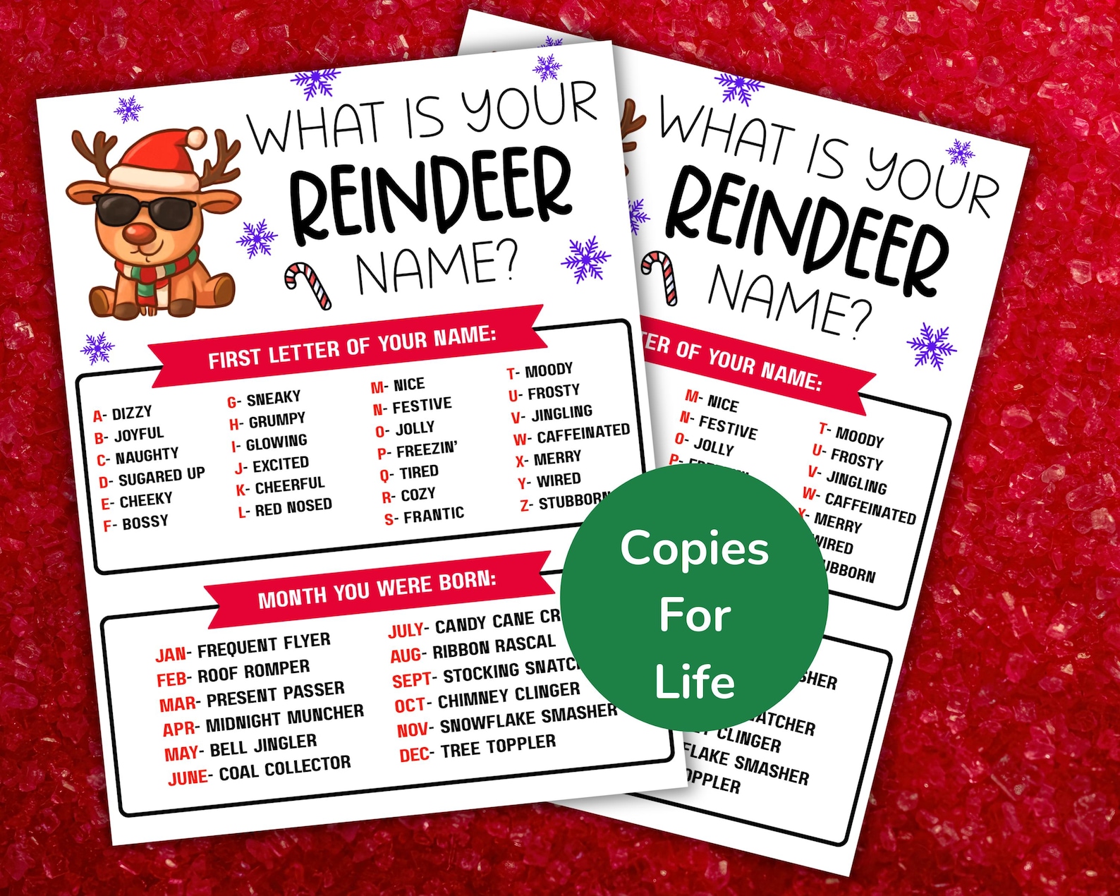 What's Your Reindeer Name Game for Kids & Adults Instant Download ...