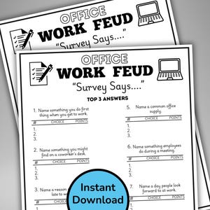 Office Work Feud Game, Printable Team Building Activity, Group Office ...