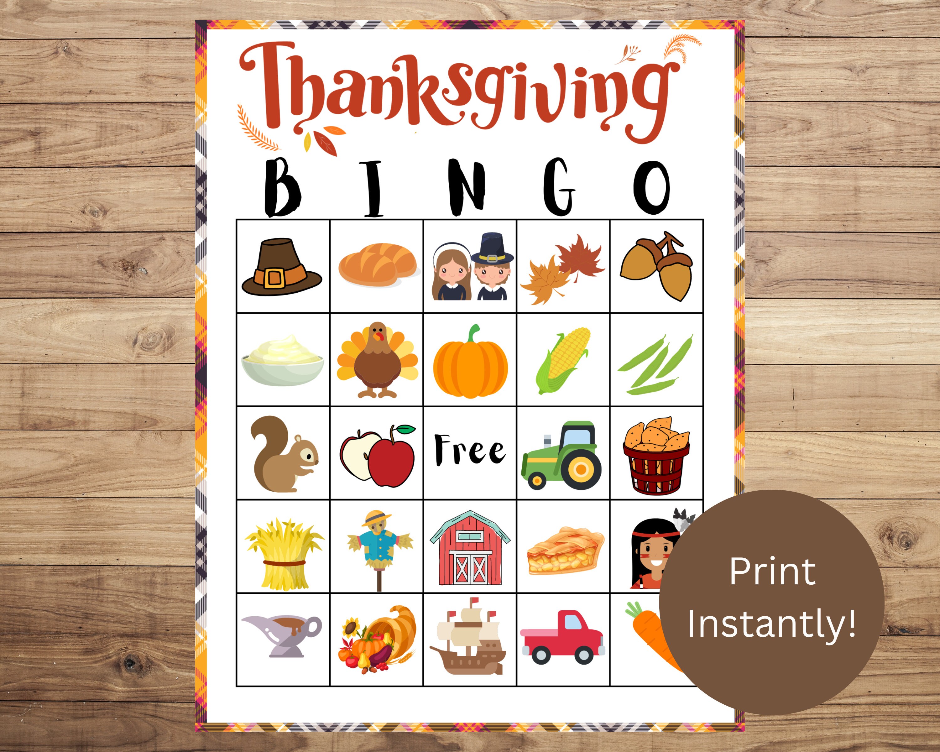 Thanksgiving Bingo for Kids & Adults, Dinner Party Printable ...