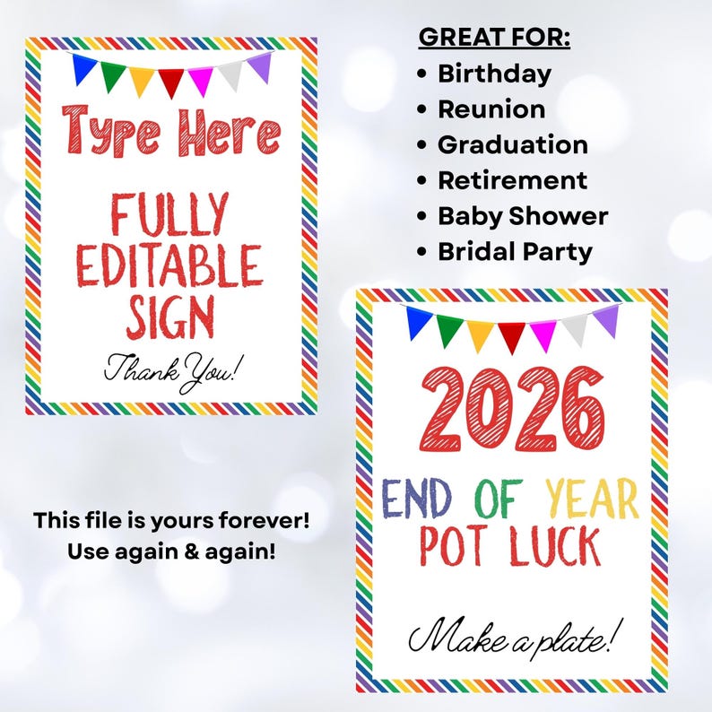 Editable Sign Canva Template, Custom Party Sign Instant Download ...