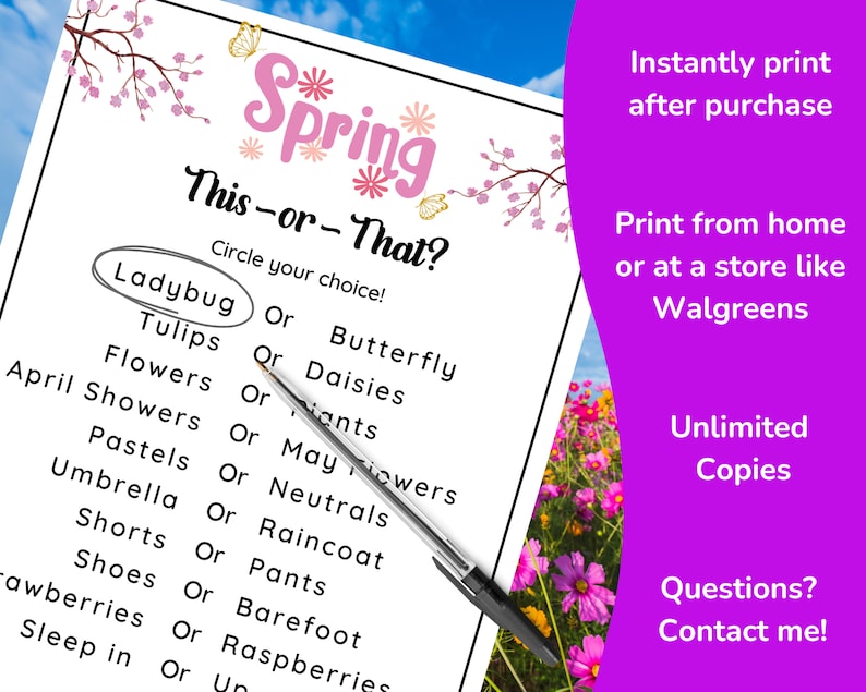 Printable Spring Game Bundle for Kids & Adults, Classroom Spring ...