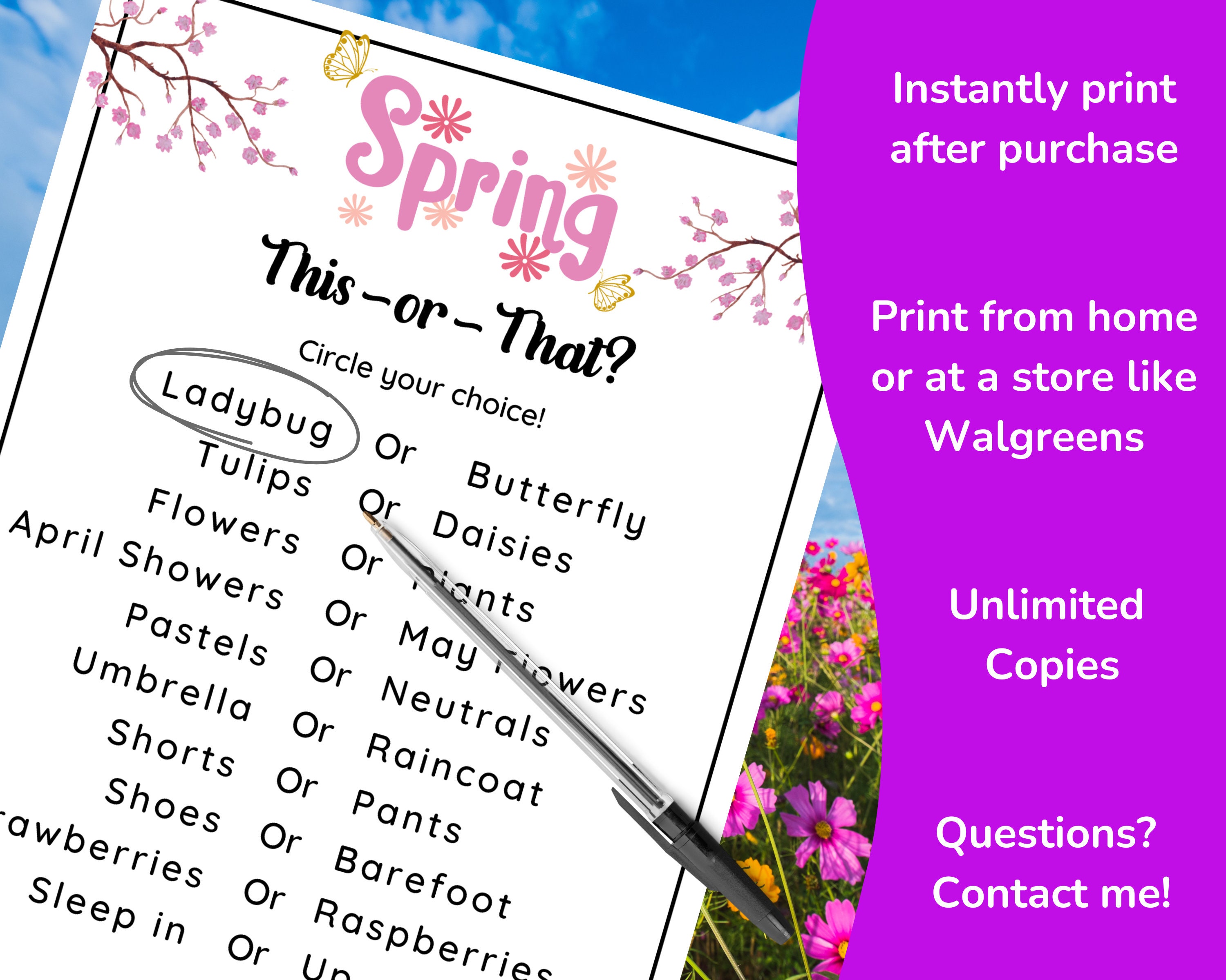 Printable Spring Game Bundle for Kids & Adults, Classroom Spring ...