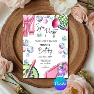 Spa Party Editable Invitation, Pamper Party Invite, Girls Night ...