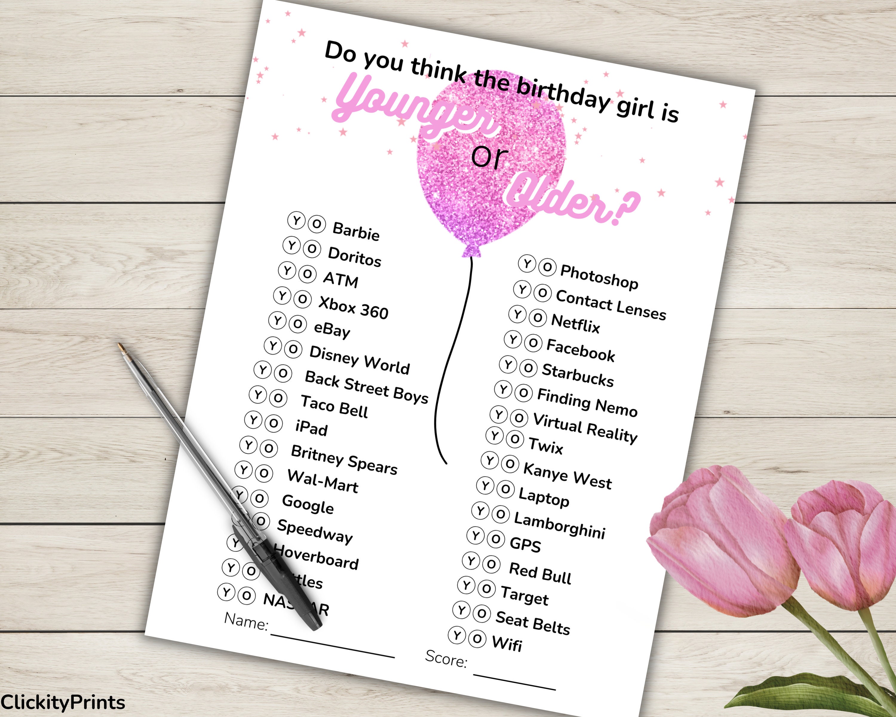 Pink Birthday Games for Her, Printable Birthday Game Bundle, Birthday ...