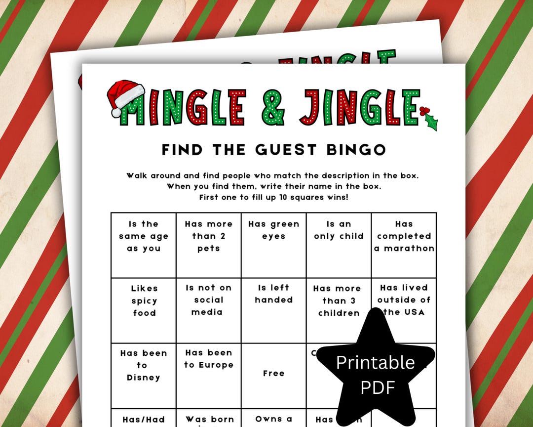 Guest Bingo Holiday Party Activity Printable Find the Guest Game ...