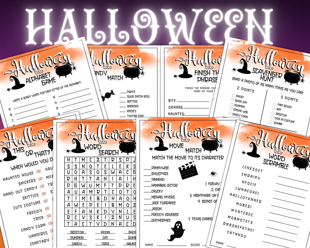 Halloween Games Bundle-printable Games-games for Adults-this or That ...