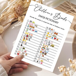 Children's Books Emoji Game, Printable Baby Shower Children's Book ...