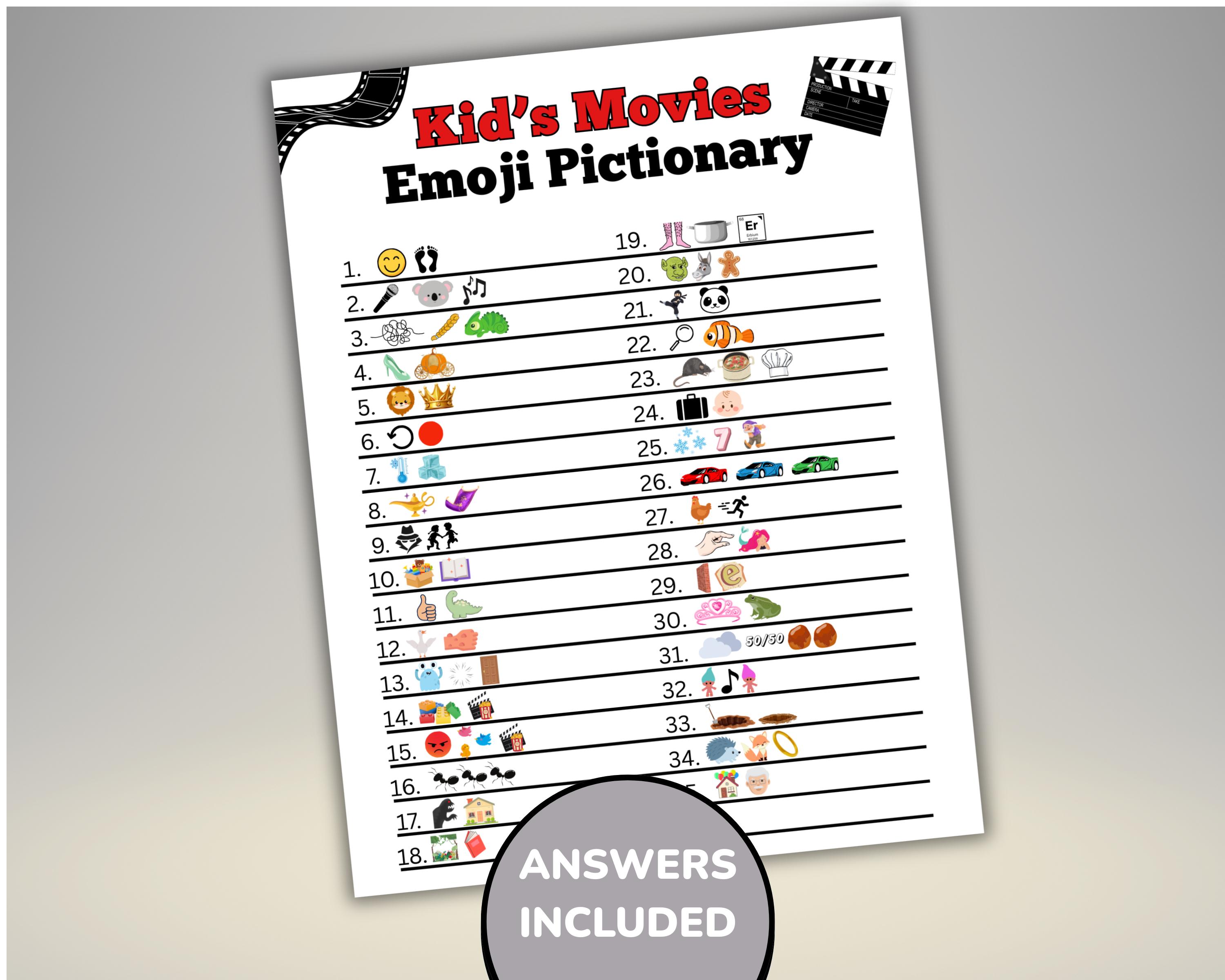 Kid's Movie Emoji Game, Children's Movies Emoji Pictionary, Guess the ...