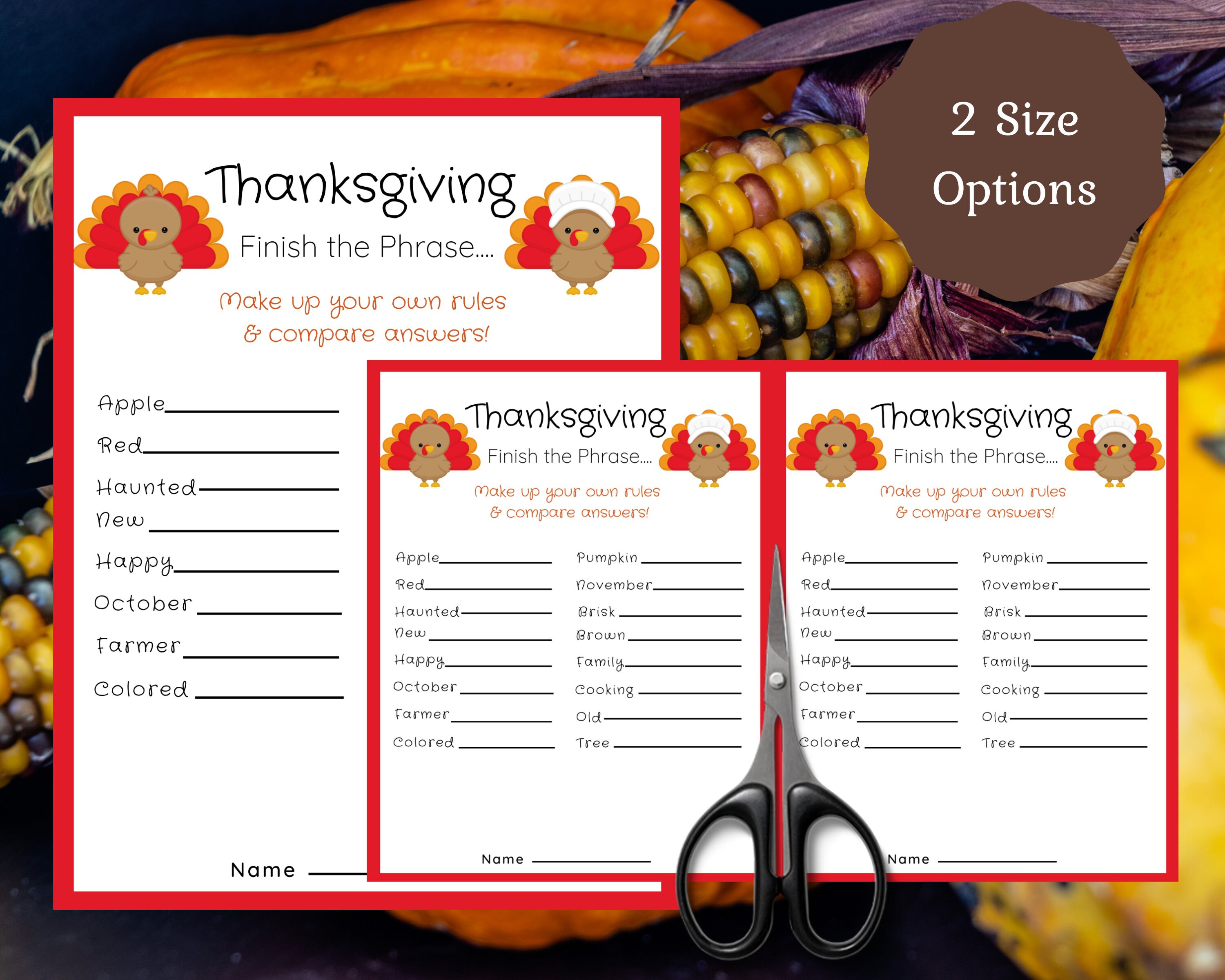 Thanksgiving Game, Finish the Phrase, Turkey Day Game, Thanksgiving ...