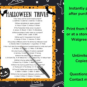 Halloween Trivia, Halloween Quiz, Halloween Game, Halloween Party Idea ...