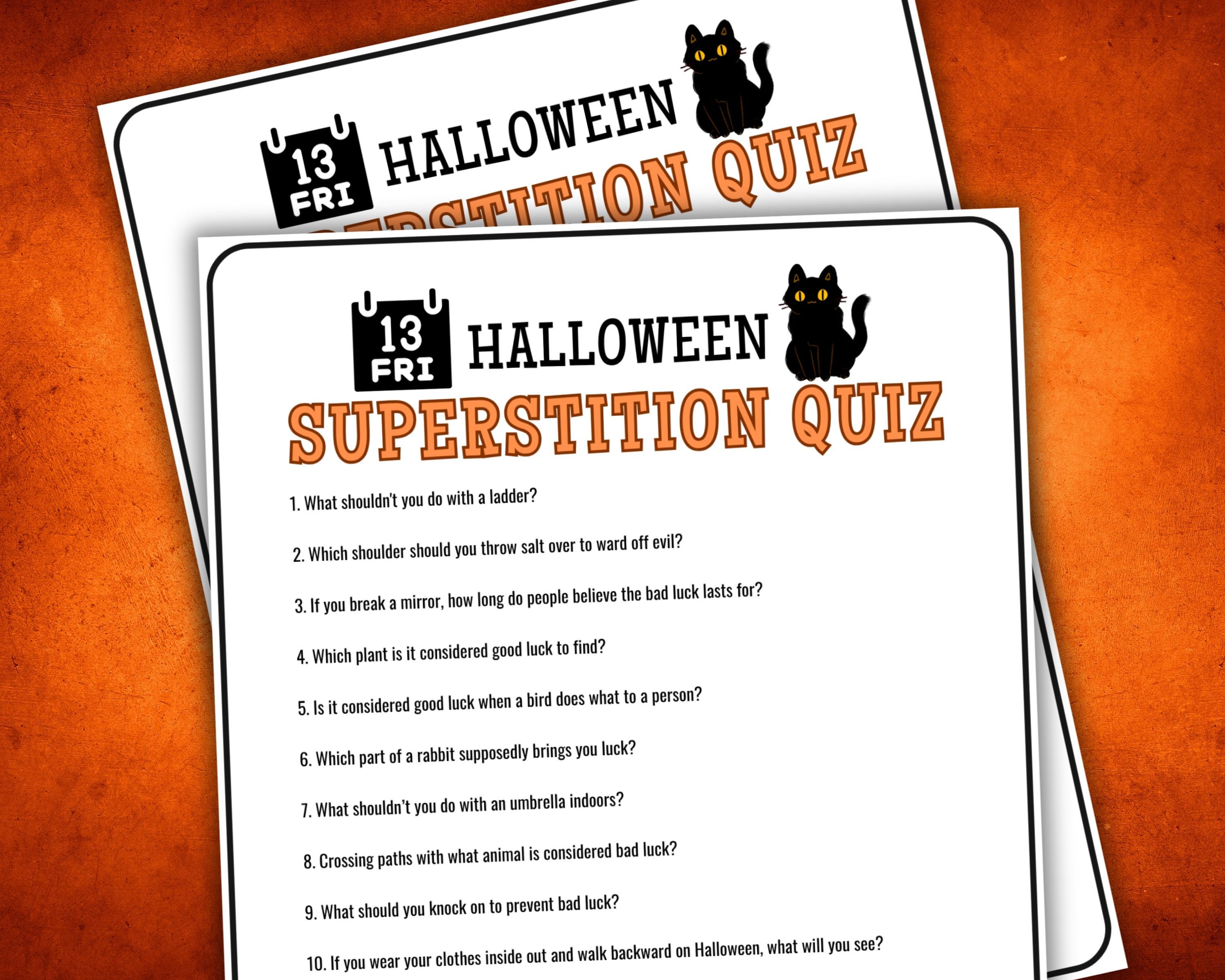 Halloween Superstition Quiz, Halloween Trivia Game, Instant Download ...