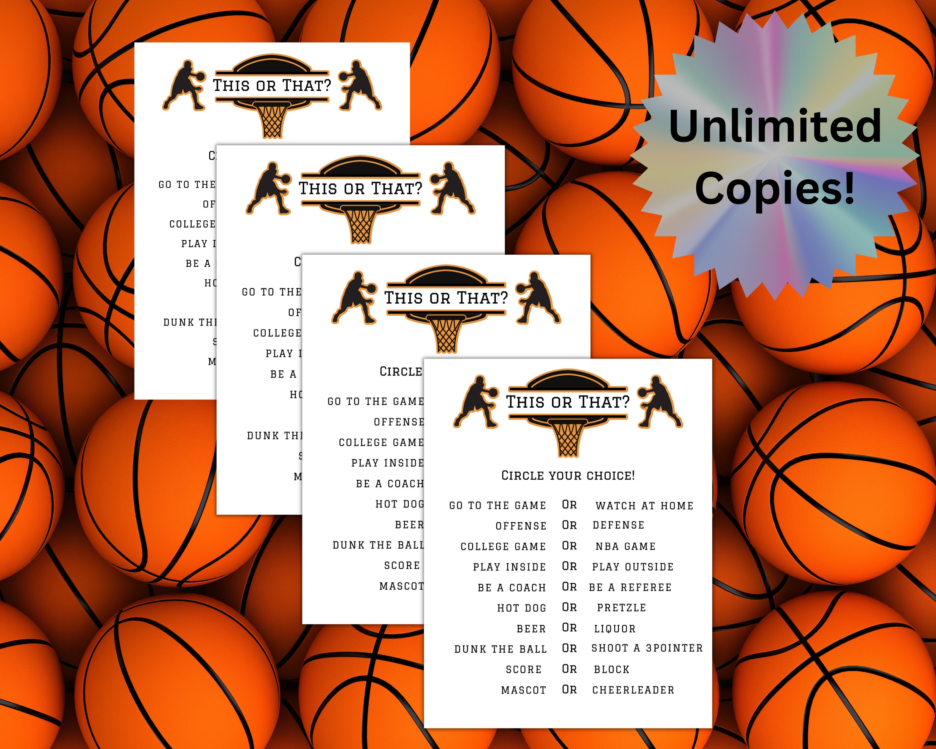 Printable March Basketball Madness This or That Game, Party Ideas, Ice ...