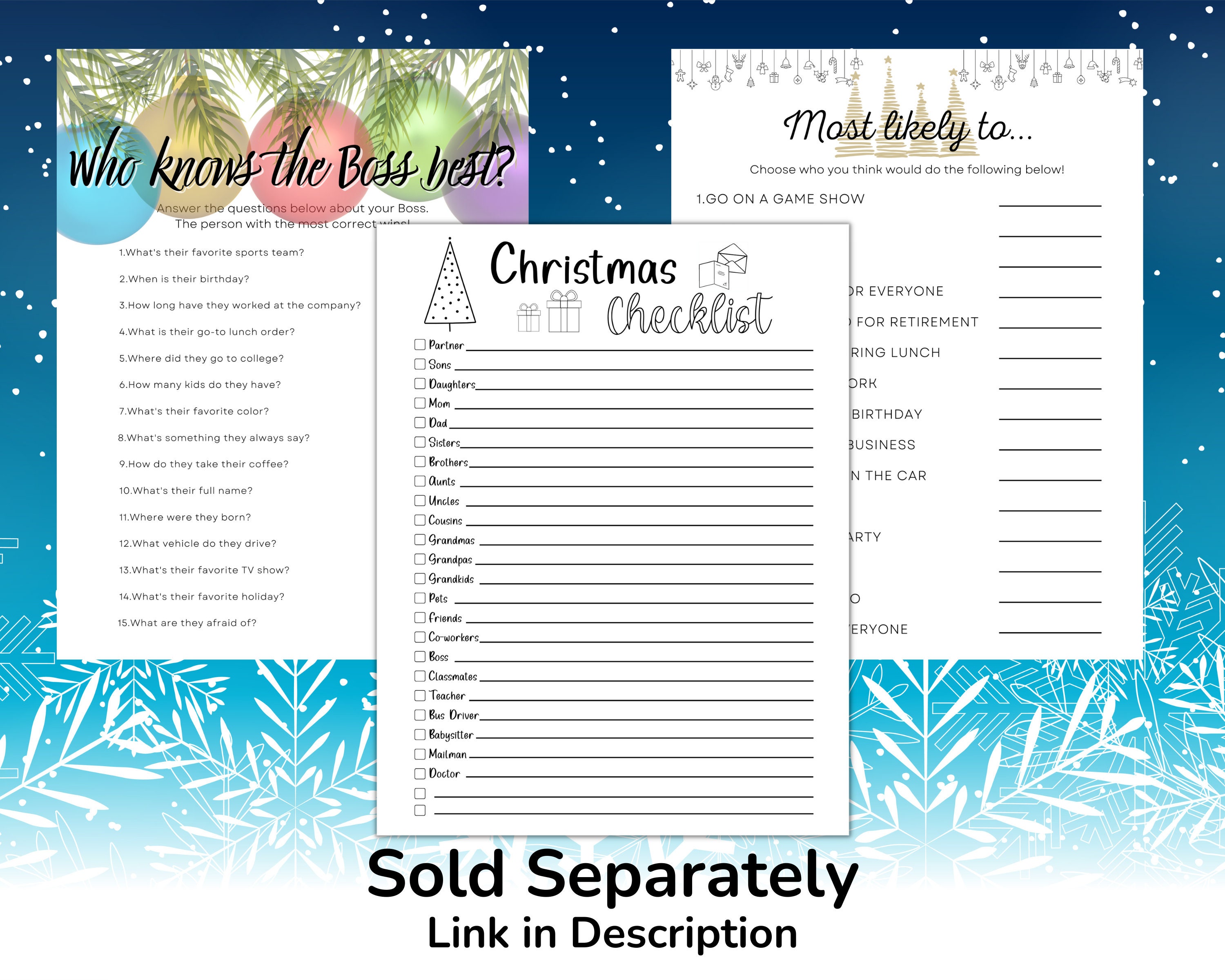 Christmas Holiday Favorites Game, Christmas Office Party Games, Work ...