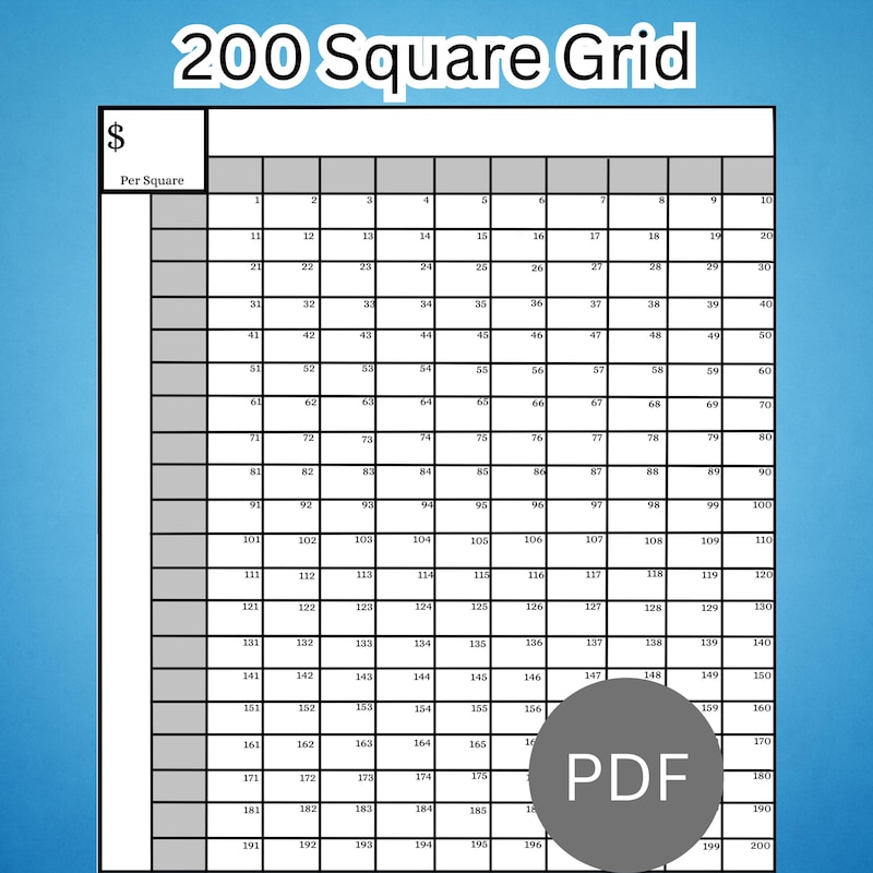 100 Square Raffle Board - Etsy Australia